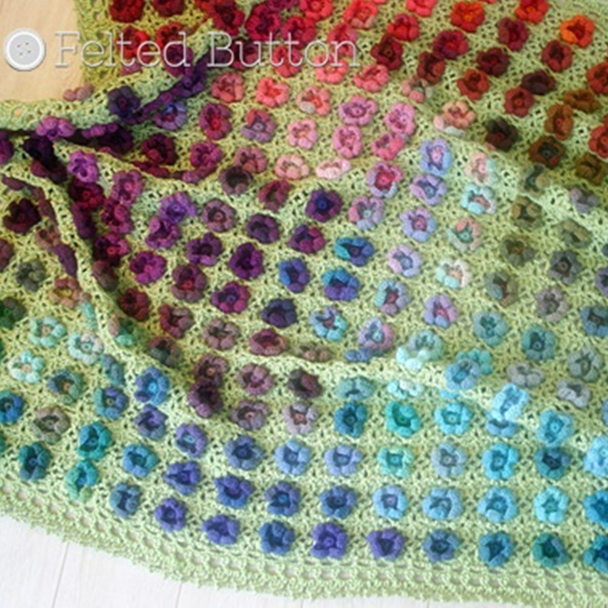 Monet's Garden Throw | Crochet Pattern | Felted Button