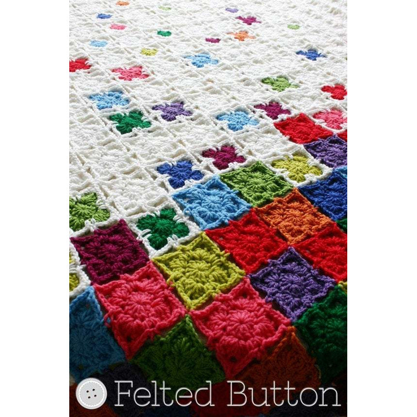 Rainbow Sprinkles Blanket | Crochet Pattern | Felted Button